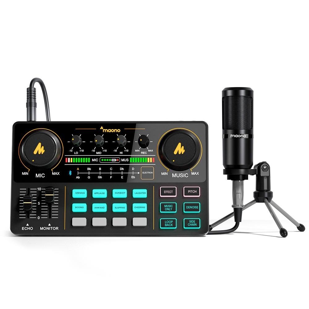 Kit Mesa de Som Maono e Microfone | KaBuM!