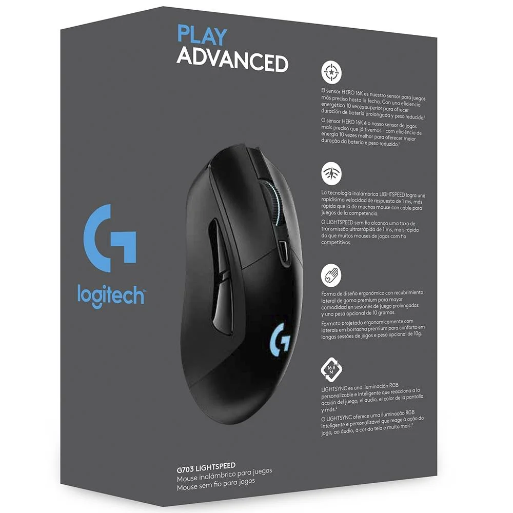 Mouse Sem Fio Gamer Logitech G703 Hero 16k KaBuM