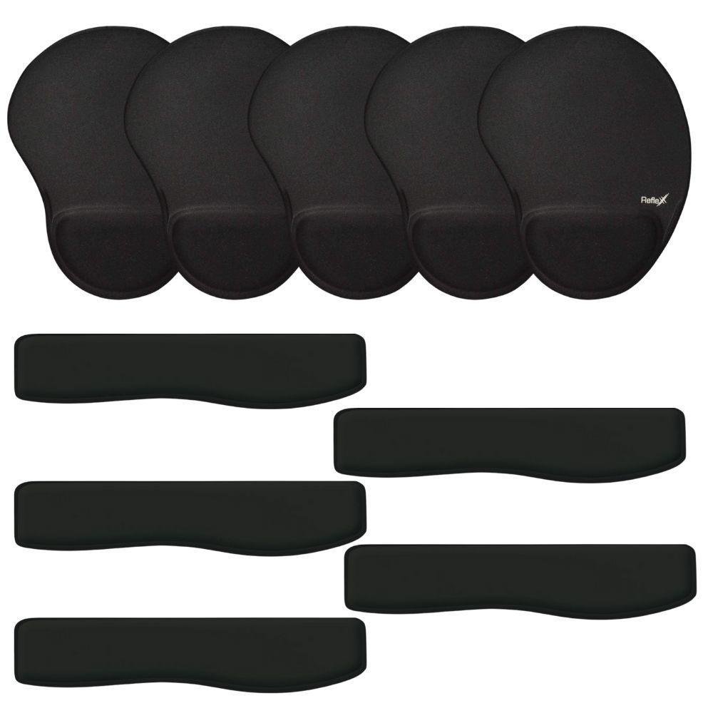 Kit Reflex 5 Mouse pads e 5 Apoios Pulso Preto | KaBuM!