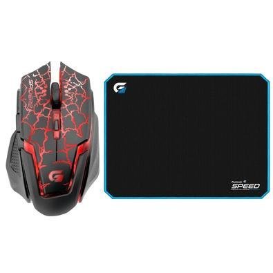 Kit com Mouse Gamer Fortrek Spider 2 Mouse Pad