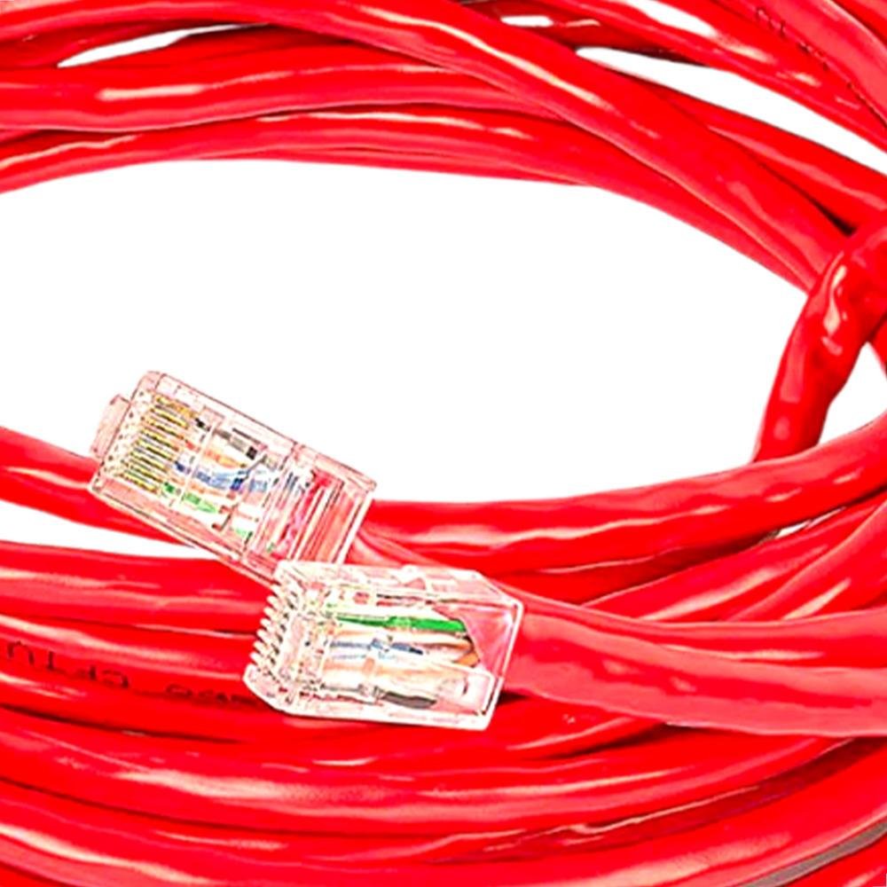 Cabo De Rede Cat5e Montado Vermelho - 20 Metros| KaBuM!