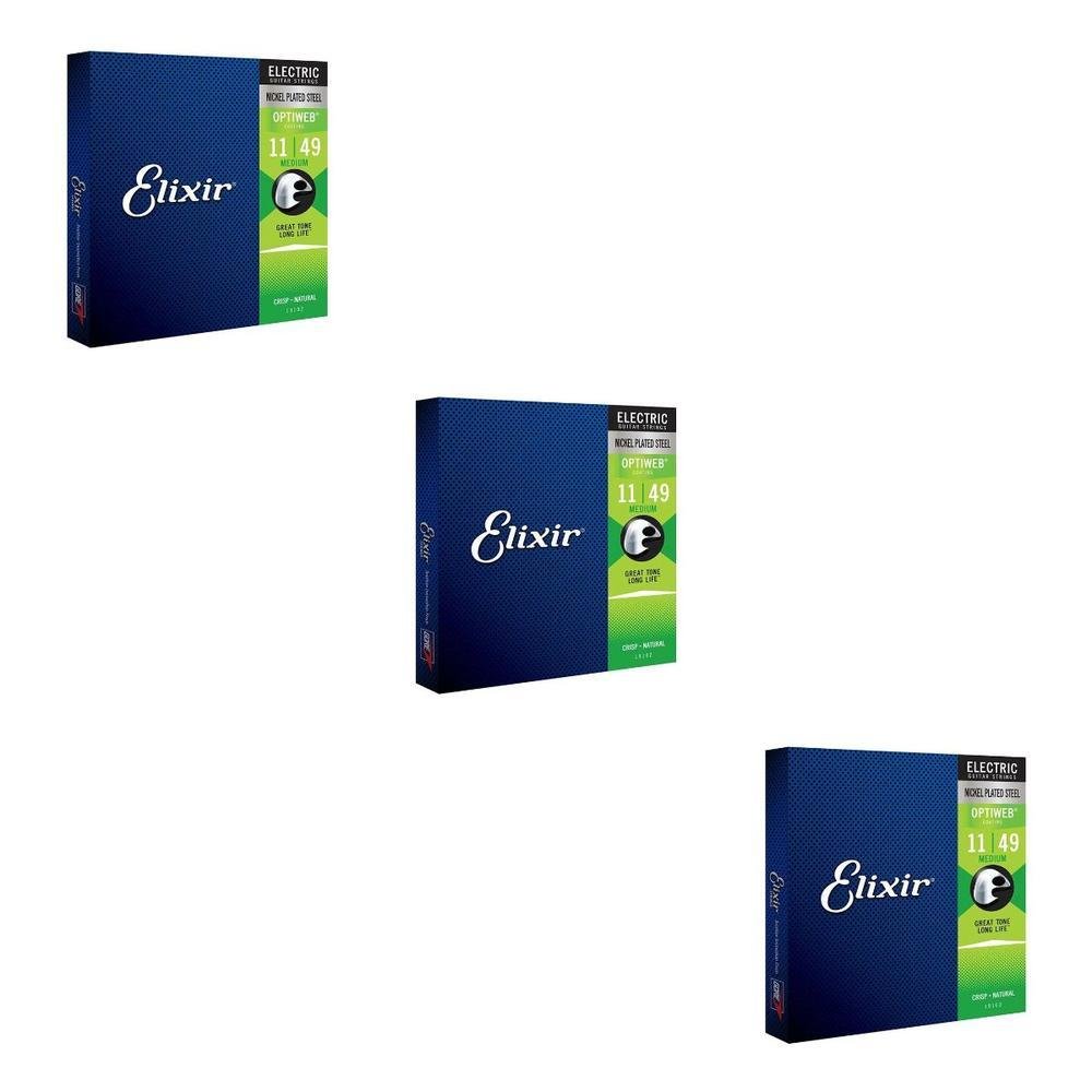 Kit 3 Encordoamentos Guitarra 011 Elixir Medium | KaBuM!