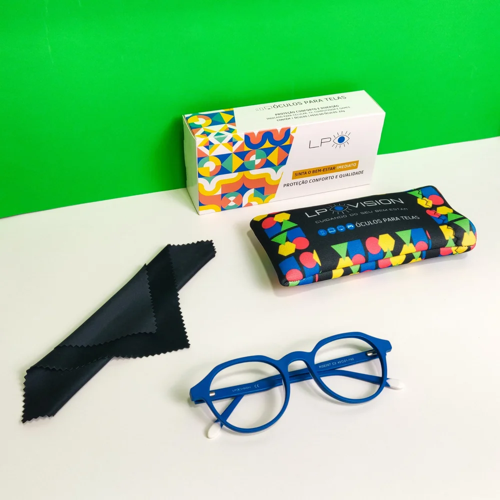 Óculos LP Vision Redondo V2 Azul KaBuM