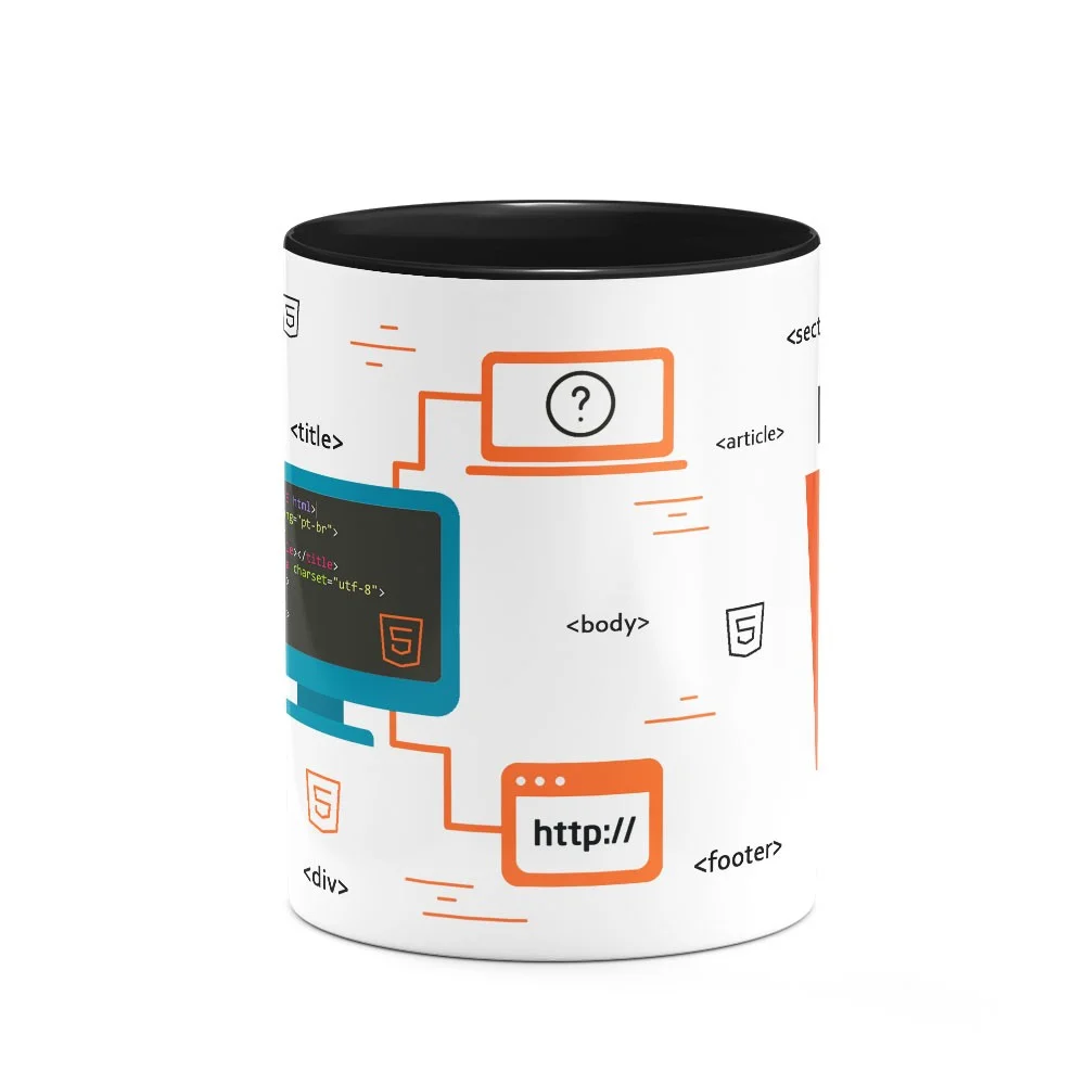 Caneca Dev HTML 5 Cerâmica 325ml Bblack KaBuM