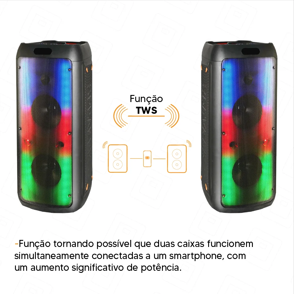 Caixa De Som Sumay 800w Rms Light Box KaBuM